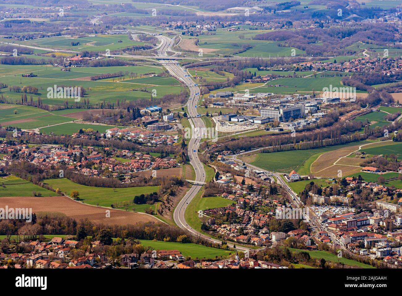 Geneva, Switzerland - April 14, 2019: View of Geneva and its suburbs ...