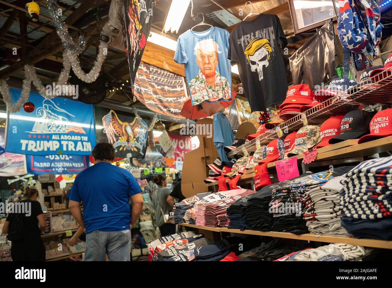Shoppers browse for items, at Trump Land, a store selling items with ...