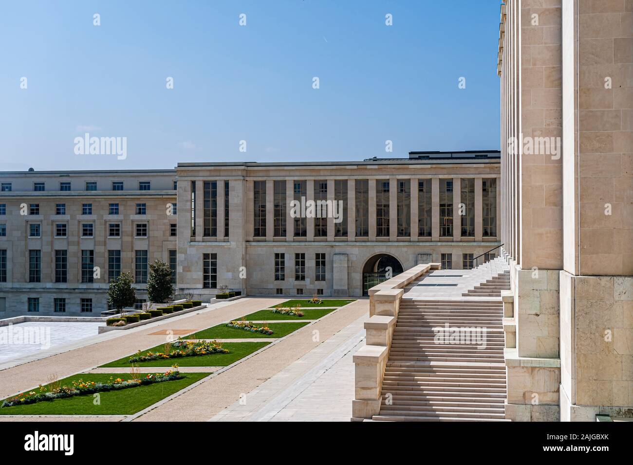 Geneva, Switzerland - April 15, 2019: Palace of Nations building - seat ...