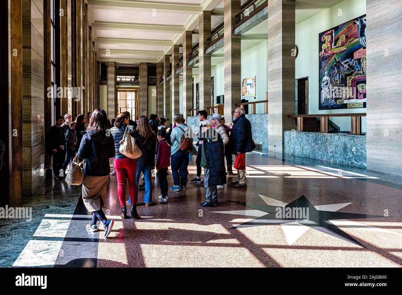 Geneva, Switzerland - April 15, 2019: Corridor inside of the Palace of ...