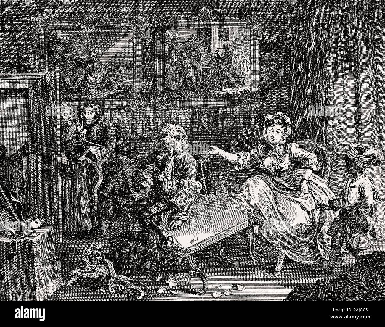 A Harlot's Progress, caricature by William Hogarth, 1697-1764 Stock ...