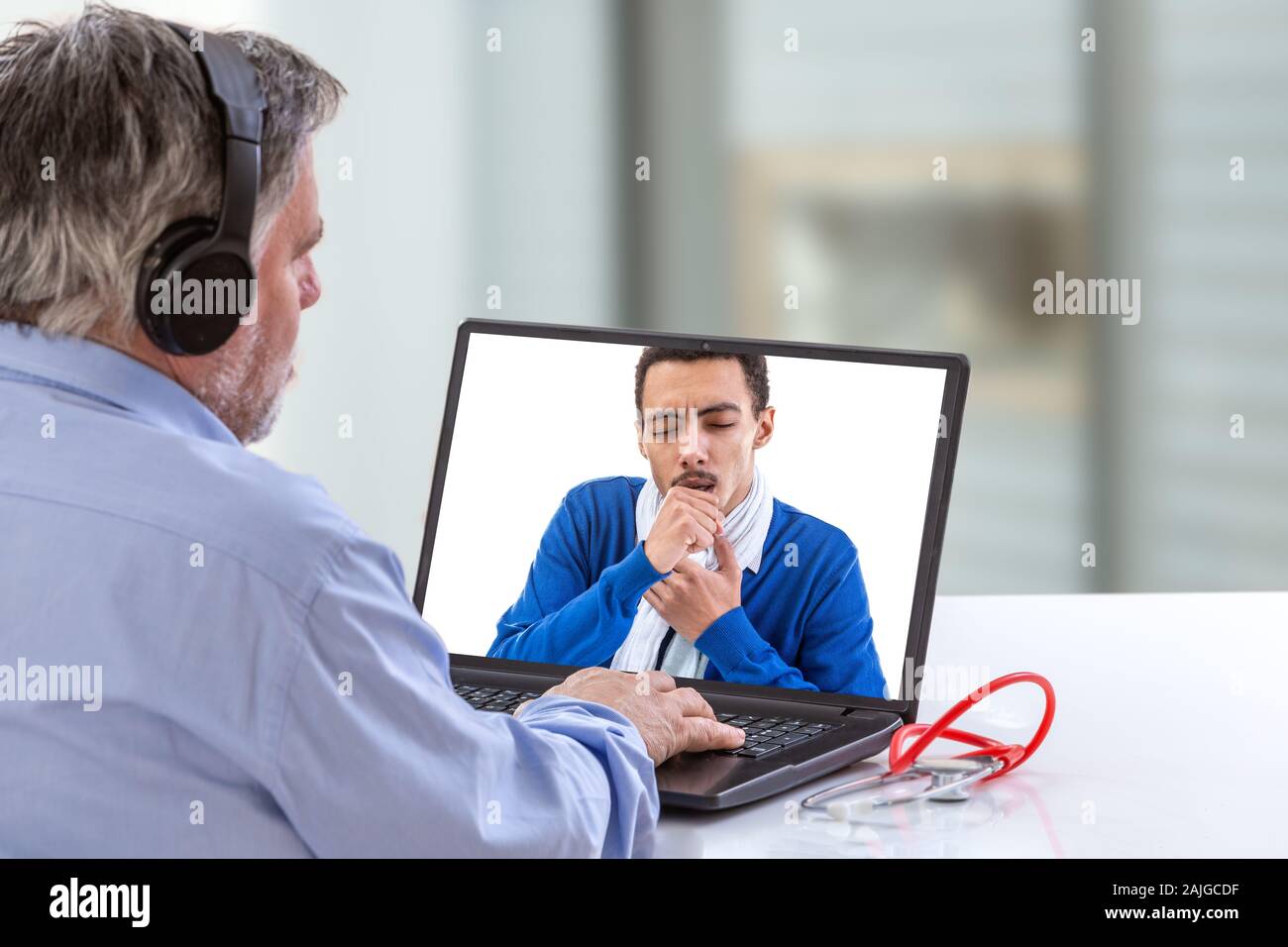 Tele-medicine, tele-consultation -doctor computer screen. telemedicine ...