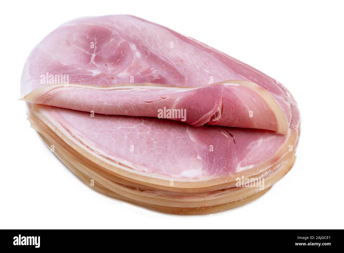 Smoked fresh ham slice on white background isolated insulated Stock ...
