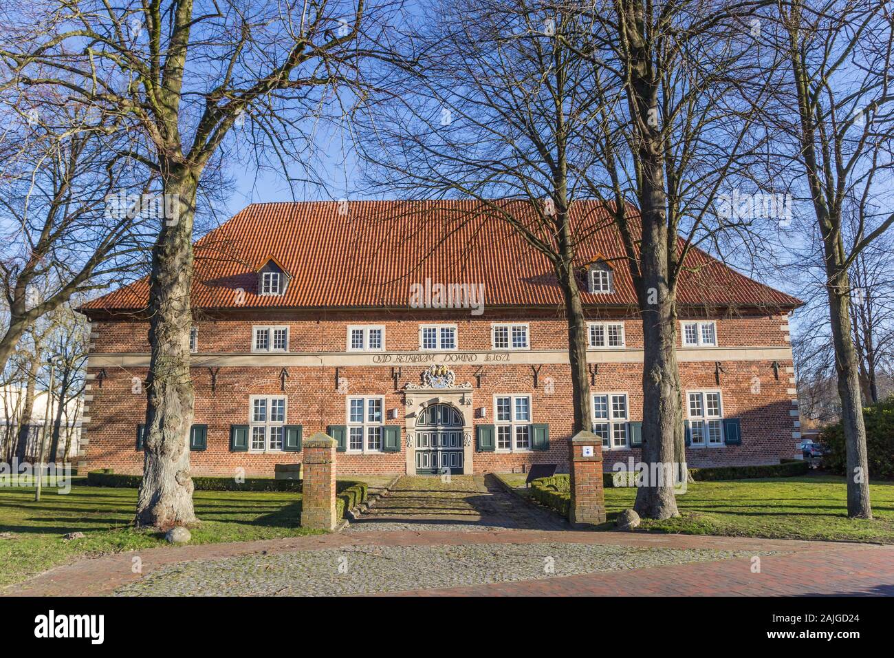 Front view of the historic building Waisenhaus in Varel, Germany Stock ...