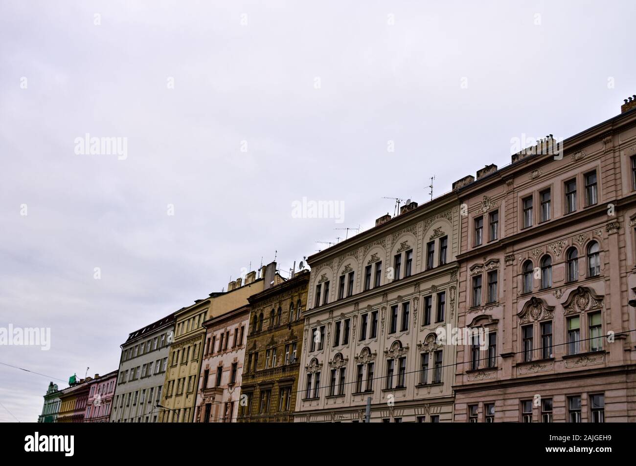 Typical colored bohemian facade buildings (Prague, Czech Republic ...
