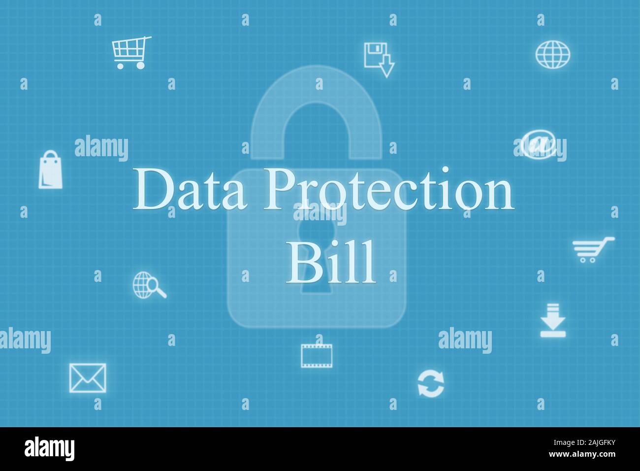 Security concept: Data protection Bill with Lock on blue digital screen ...