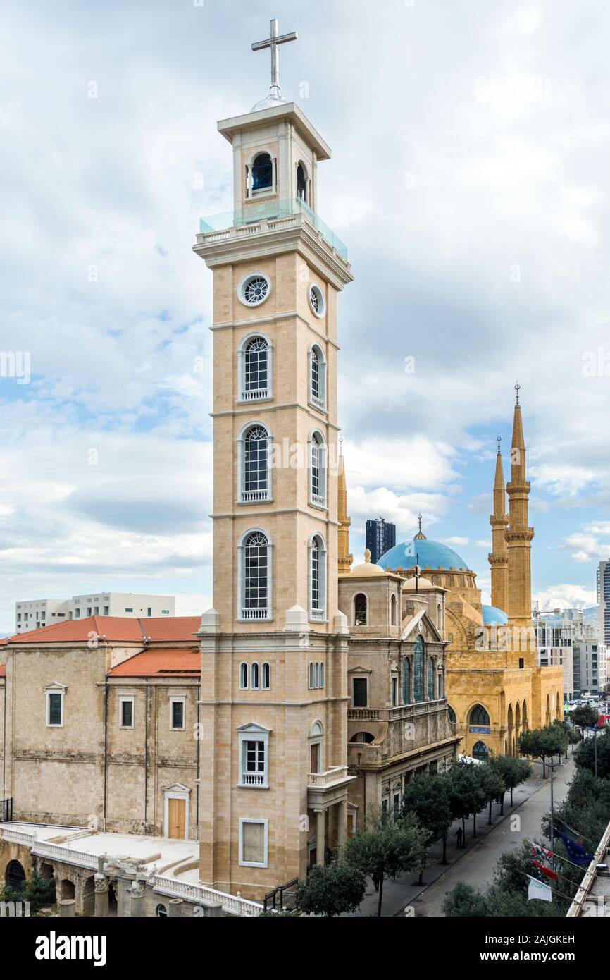 St. Georges Maronite cathedral and Al-Amin mosque, Beirut Central ...