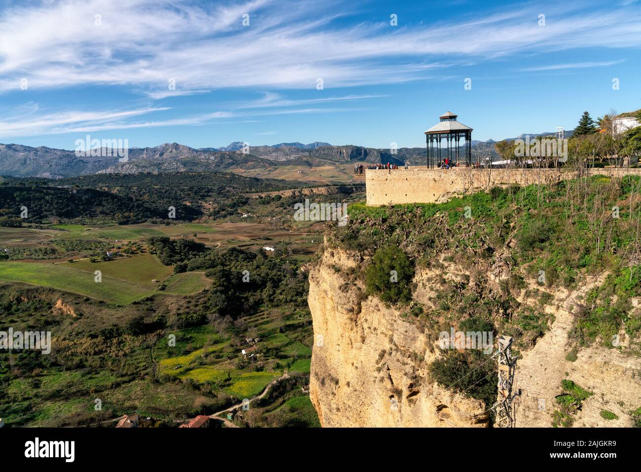 Observation deck at Spanish village of Ronda in Andalusia, Spain Stock ...