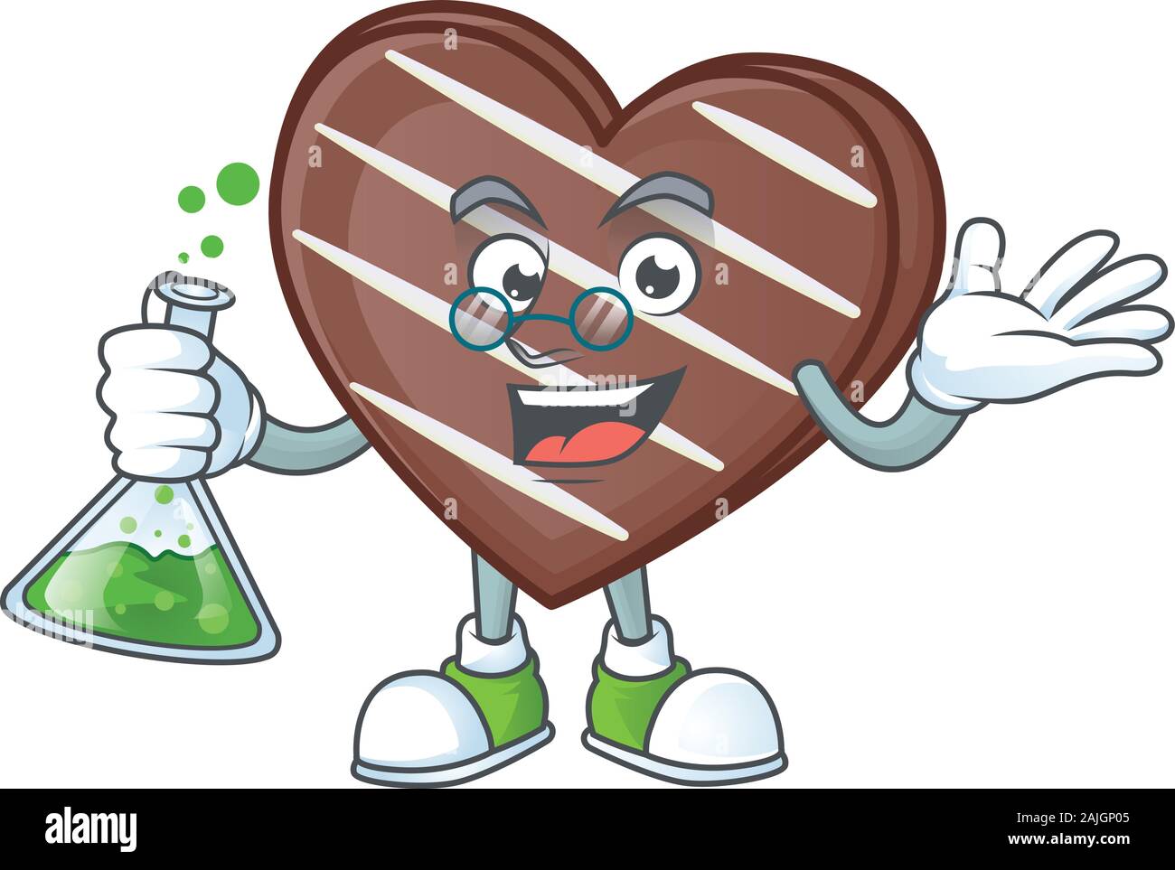 Smart Professor stripes chocolate bar cartoon character with glass tube ...