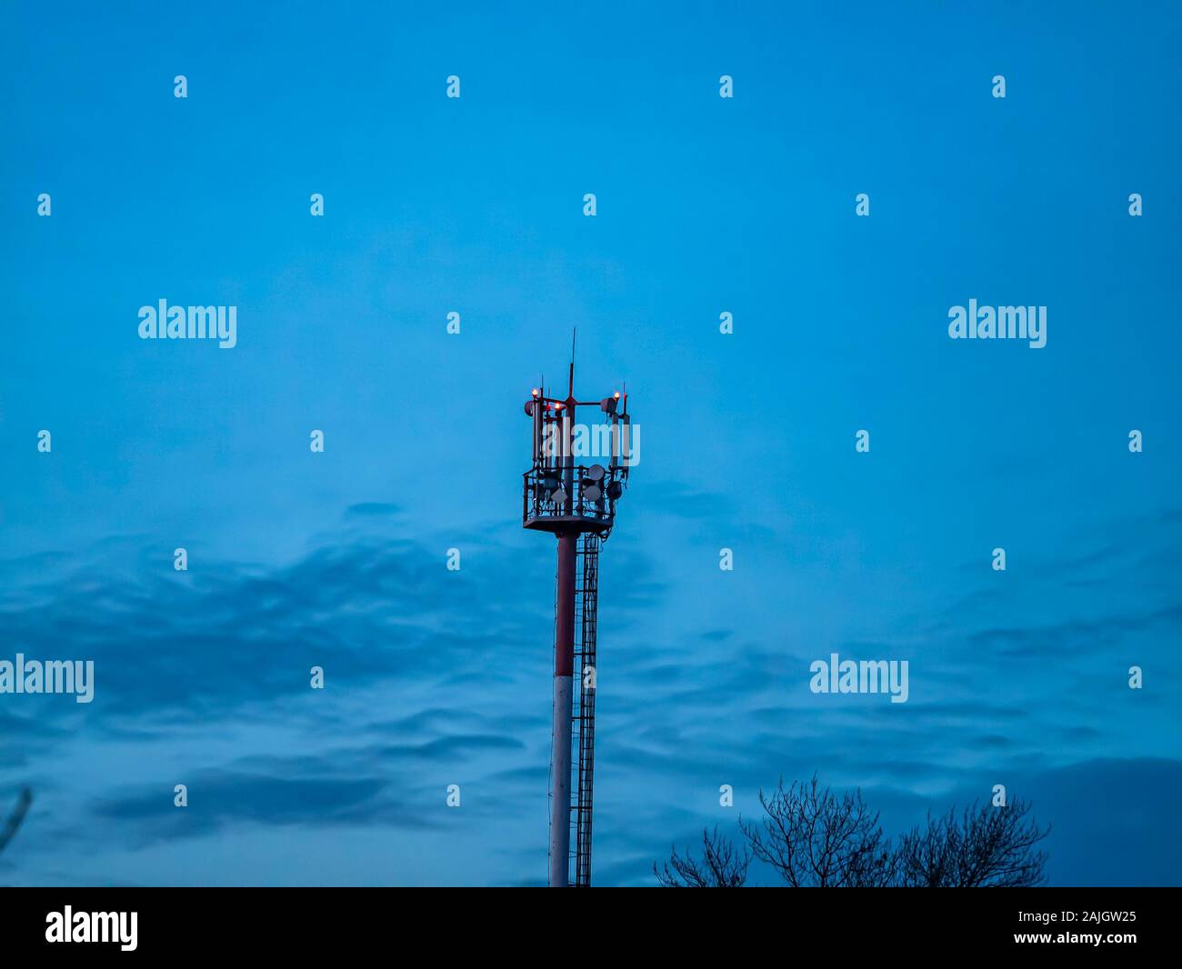 Communications tower night hi-res stock photography and images - Alamy