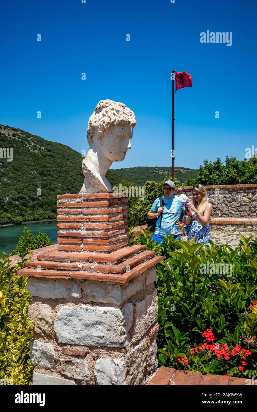 BUTRINT, ALBANIA - JUNE 7, 2019: Couple of adult tourist enjoy the ...