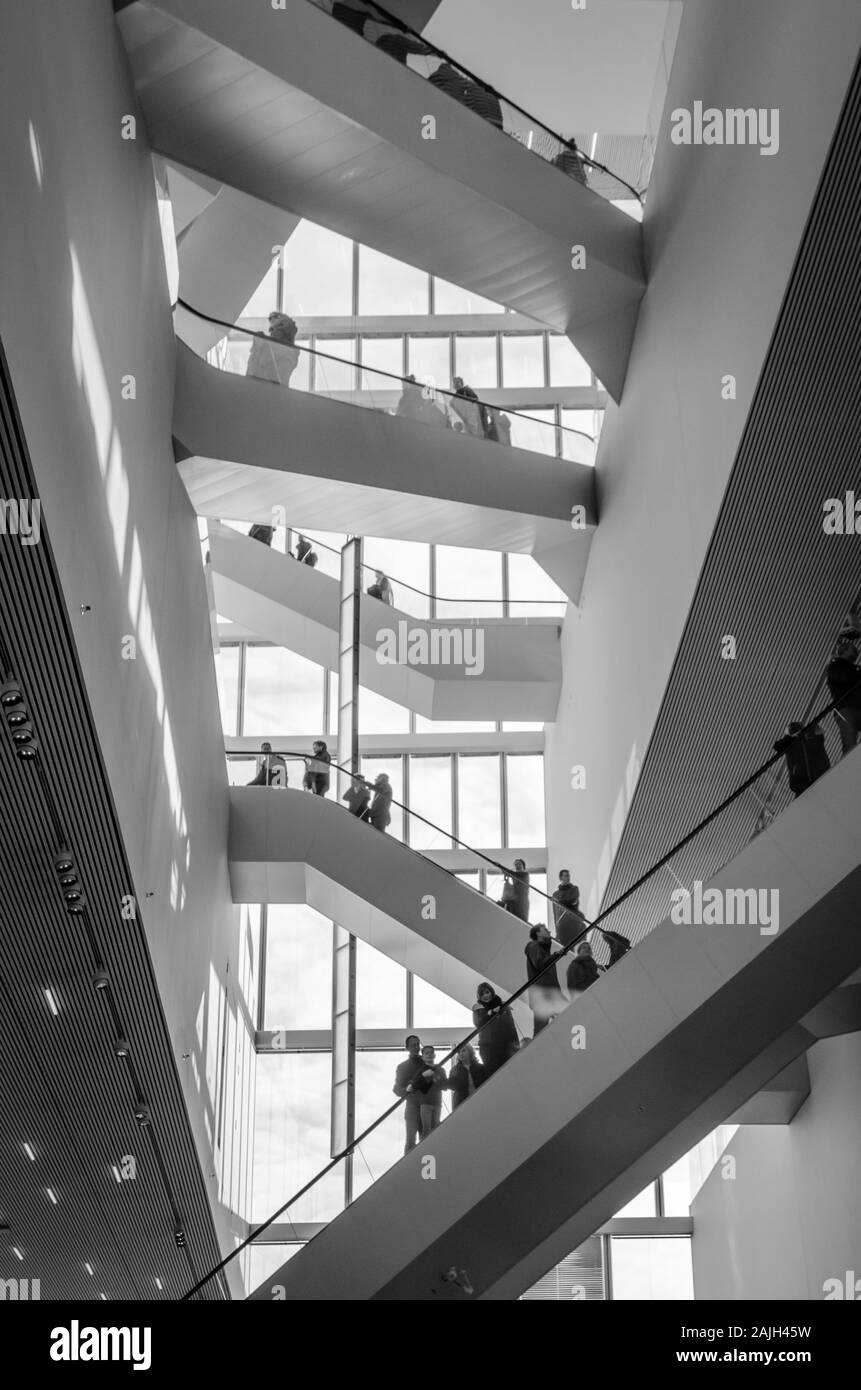 GRONINGEN, NETHERLANDS - DECEMBER 1, 2019: Inside a new building called ...
