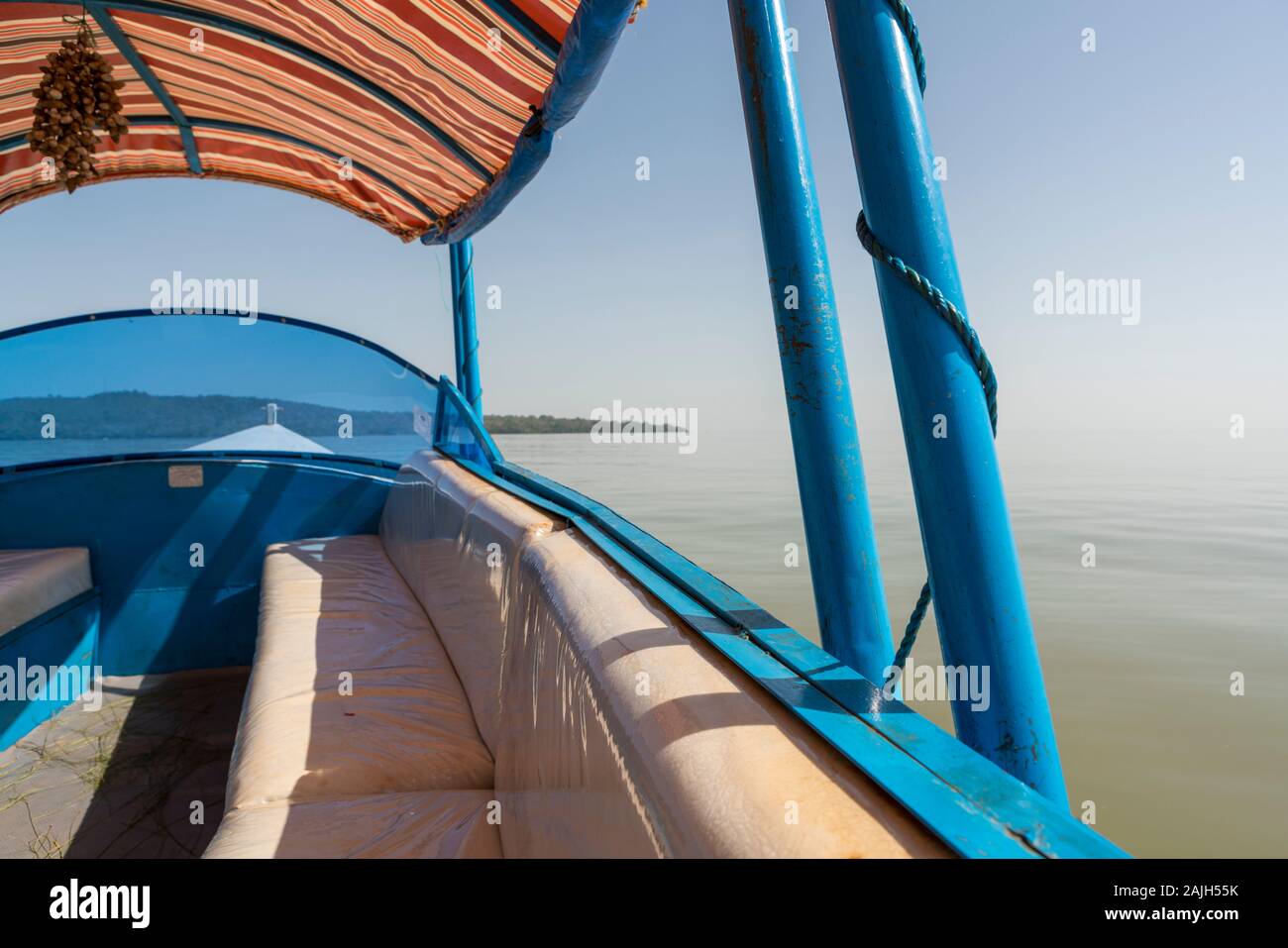 Tourist boat on Lake Tana, the largest lake in Ethiopia and the source ...