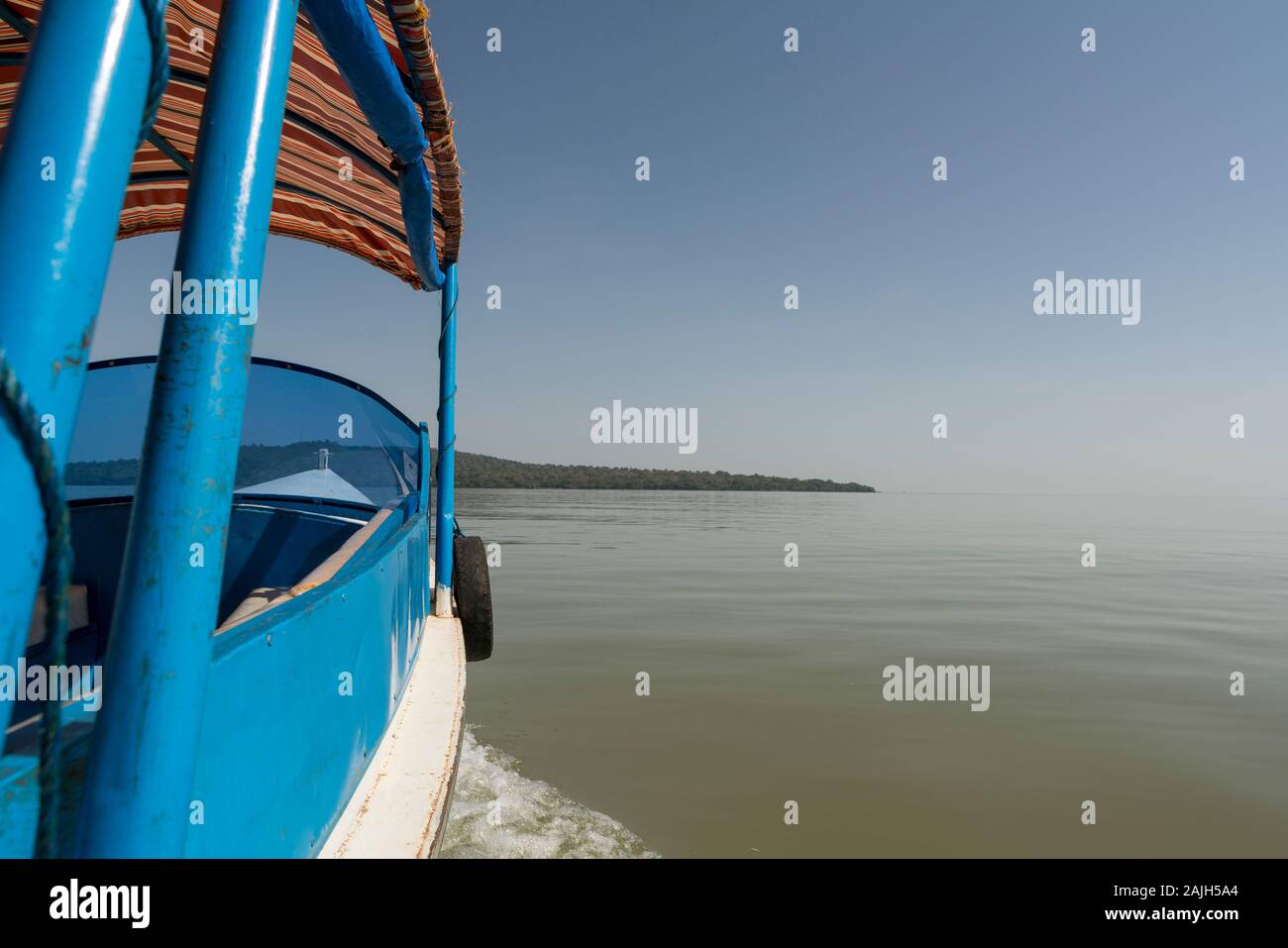 Tourist boat on Lake Tana, the largest lake in Ethiopia and the source ...