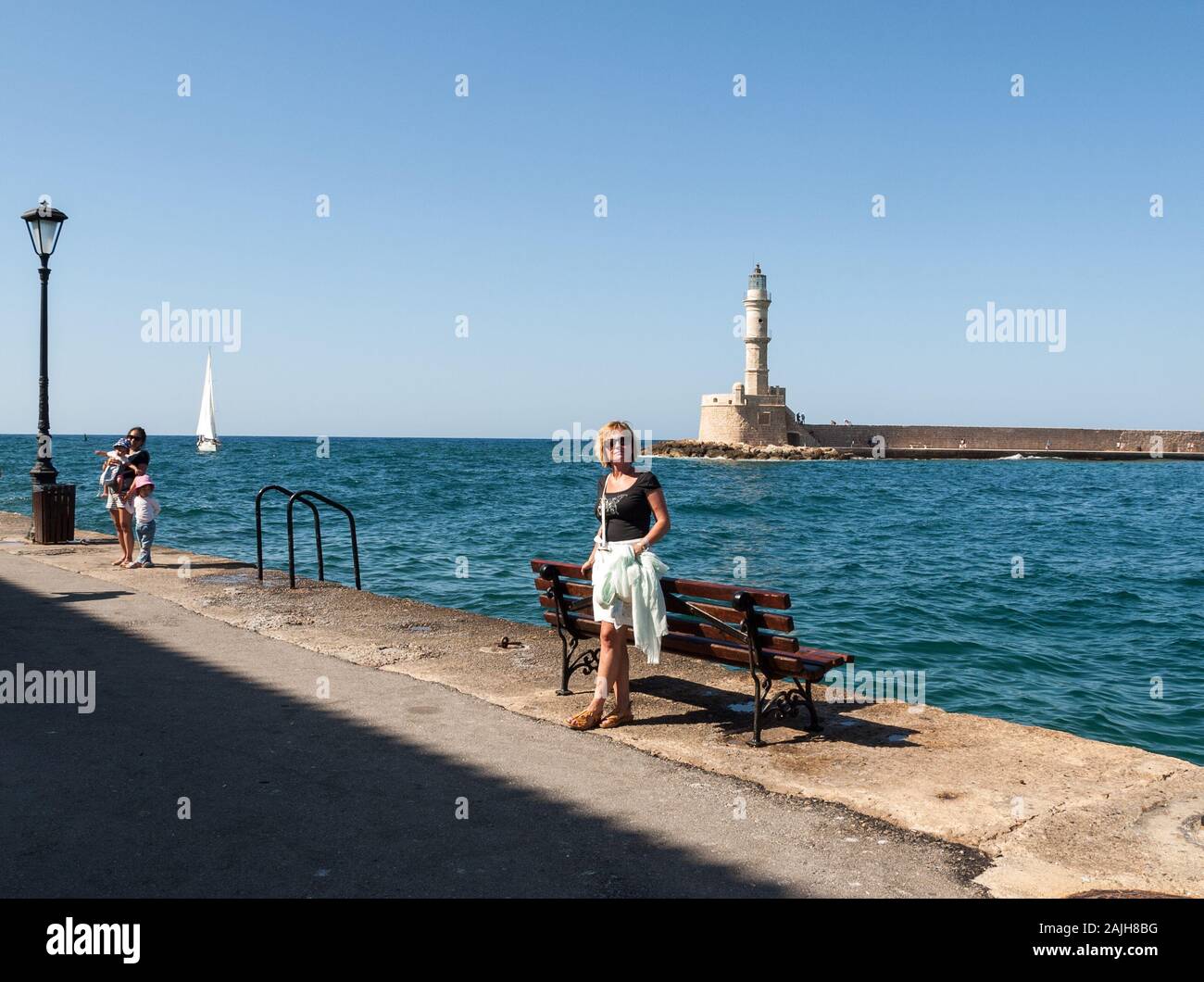 Venetian lighthouse in Chania, Greece, island of Crete Stock Photo - Alamy