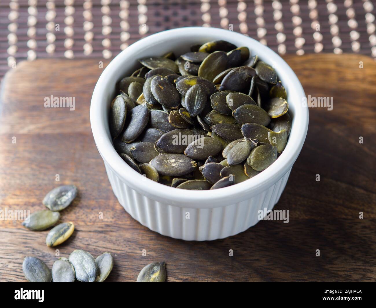 Pumpkin seeds. Vegan protein source. Healthy snack Stock Photo - Alamy