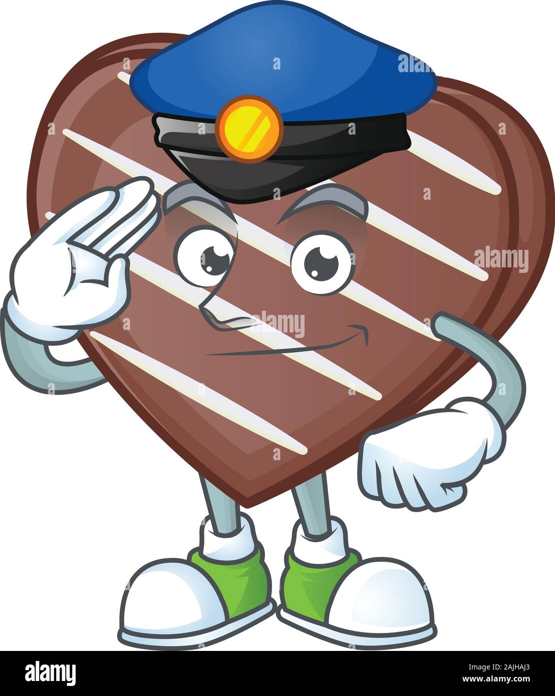 A character design of stripes chocolate bar in a Police officer costume ...