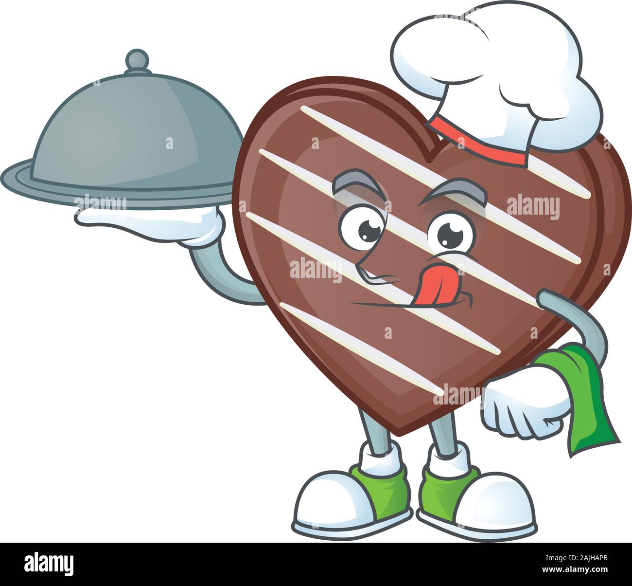 cartoon design of stripes chocolate bar as a Chef having food on tray ...