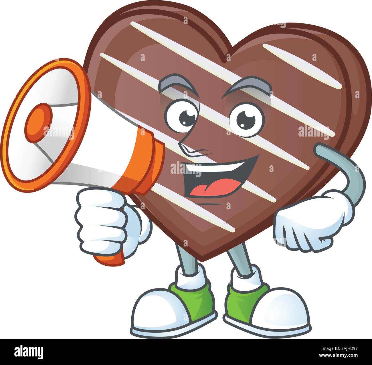 Cool cartoon character of stripes chocolate bar holding a megaphone ...