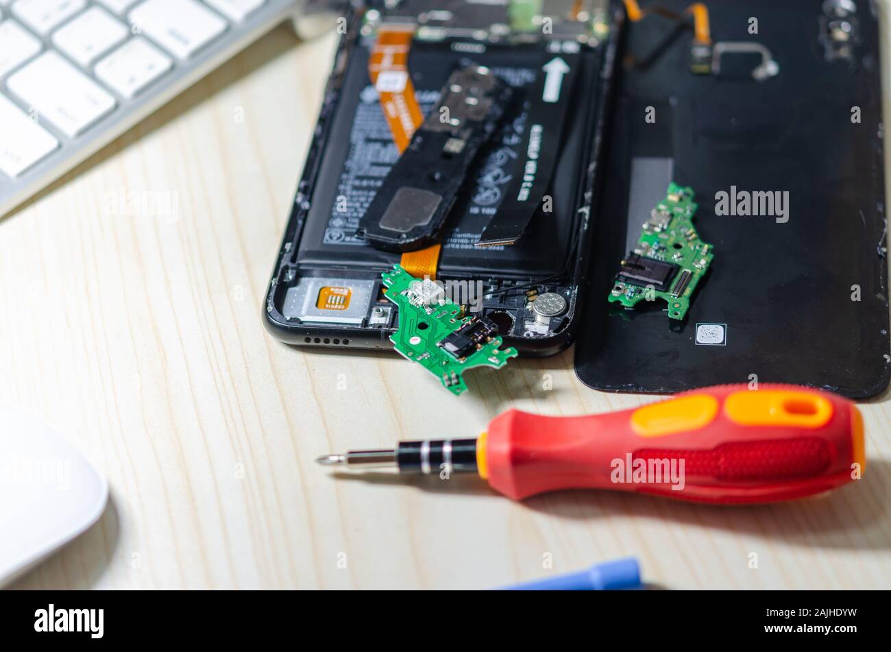 Change the mobile phone electronics circuit board Stock Photo - Alamy