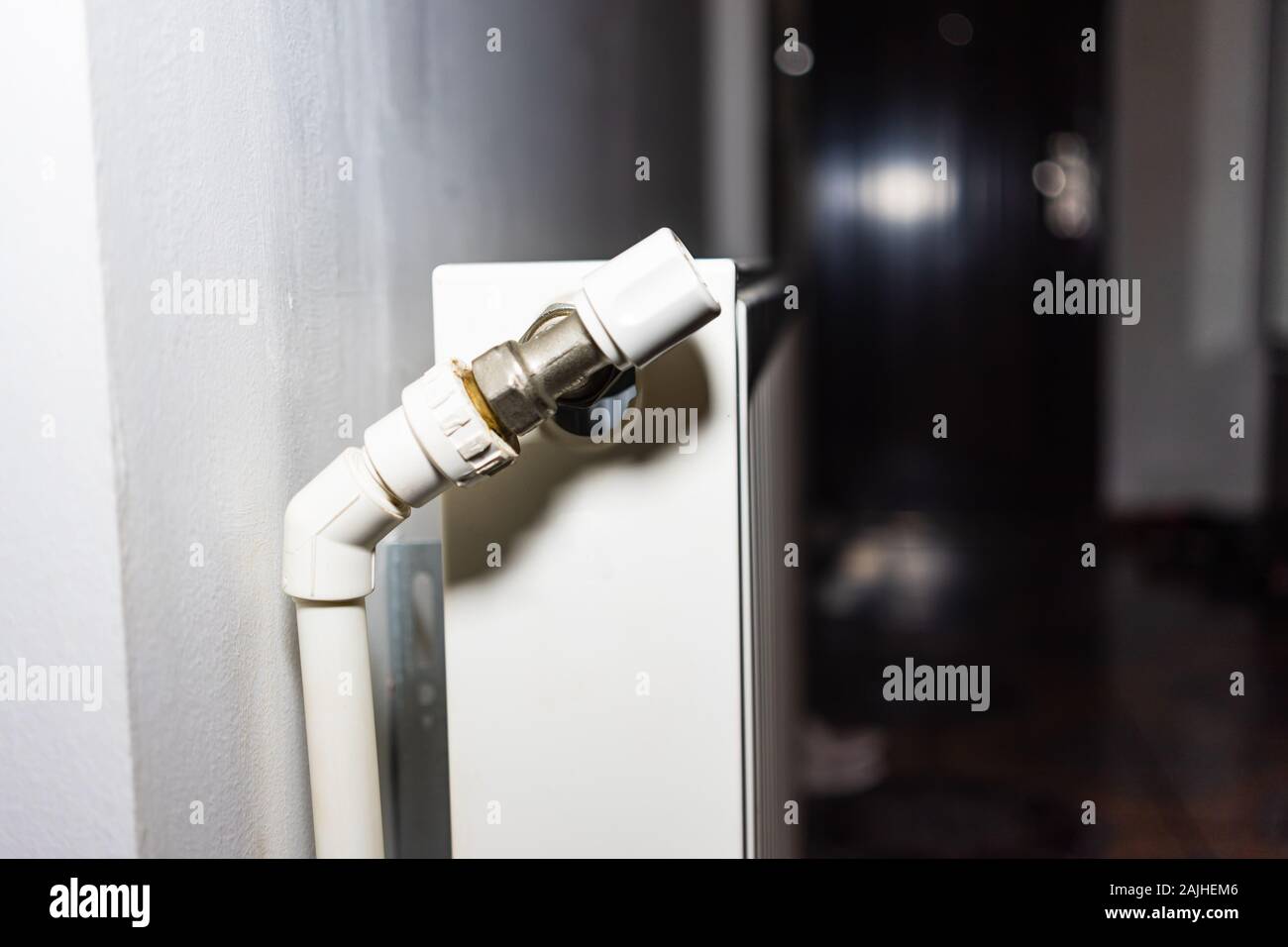 Close up heating radiator. Central heating concept, radiator heater ...