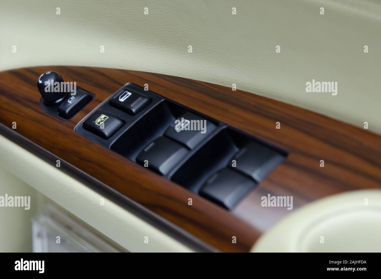 Interior car door panel. Window push button switch Stock Photo - Alamy