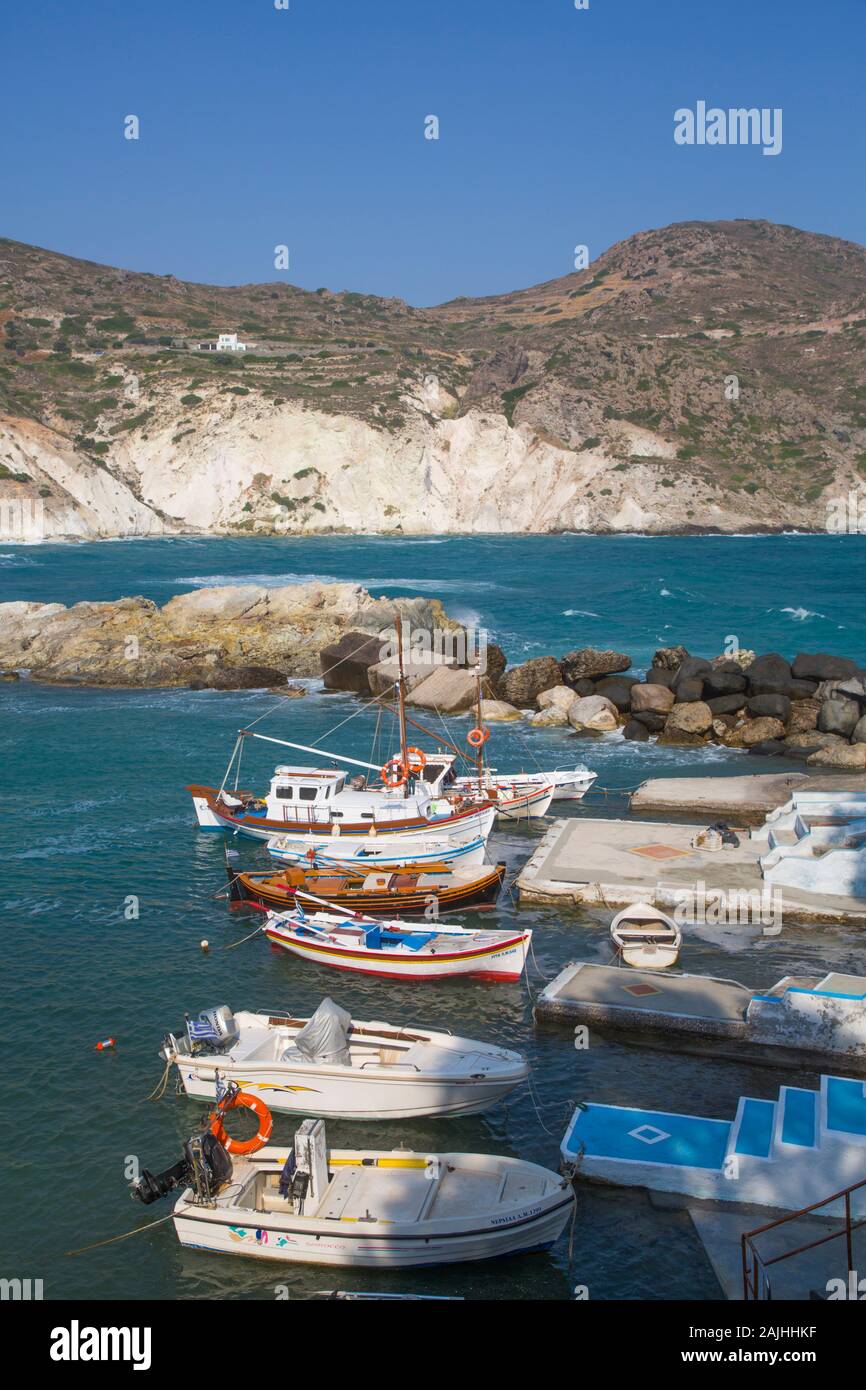 Harbor, Mandrakia Village, Milos Island, Cyclades Group, Greece Stock ...