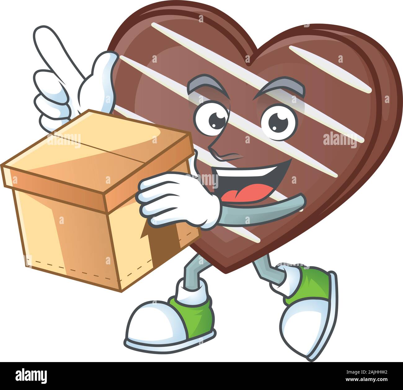 Cute stripes chocolate bar cartoon character having a box Stock Vector ...