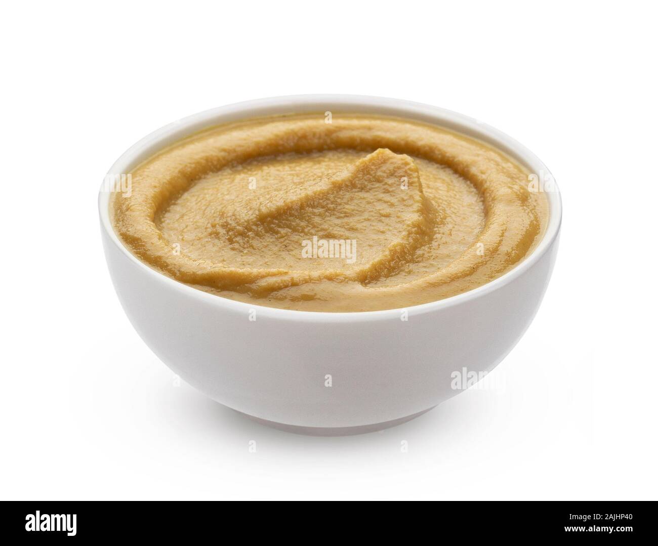 Mustard in bowl isolated on white background with clipping path Stock ...