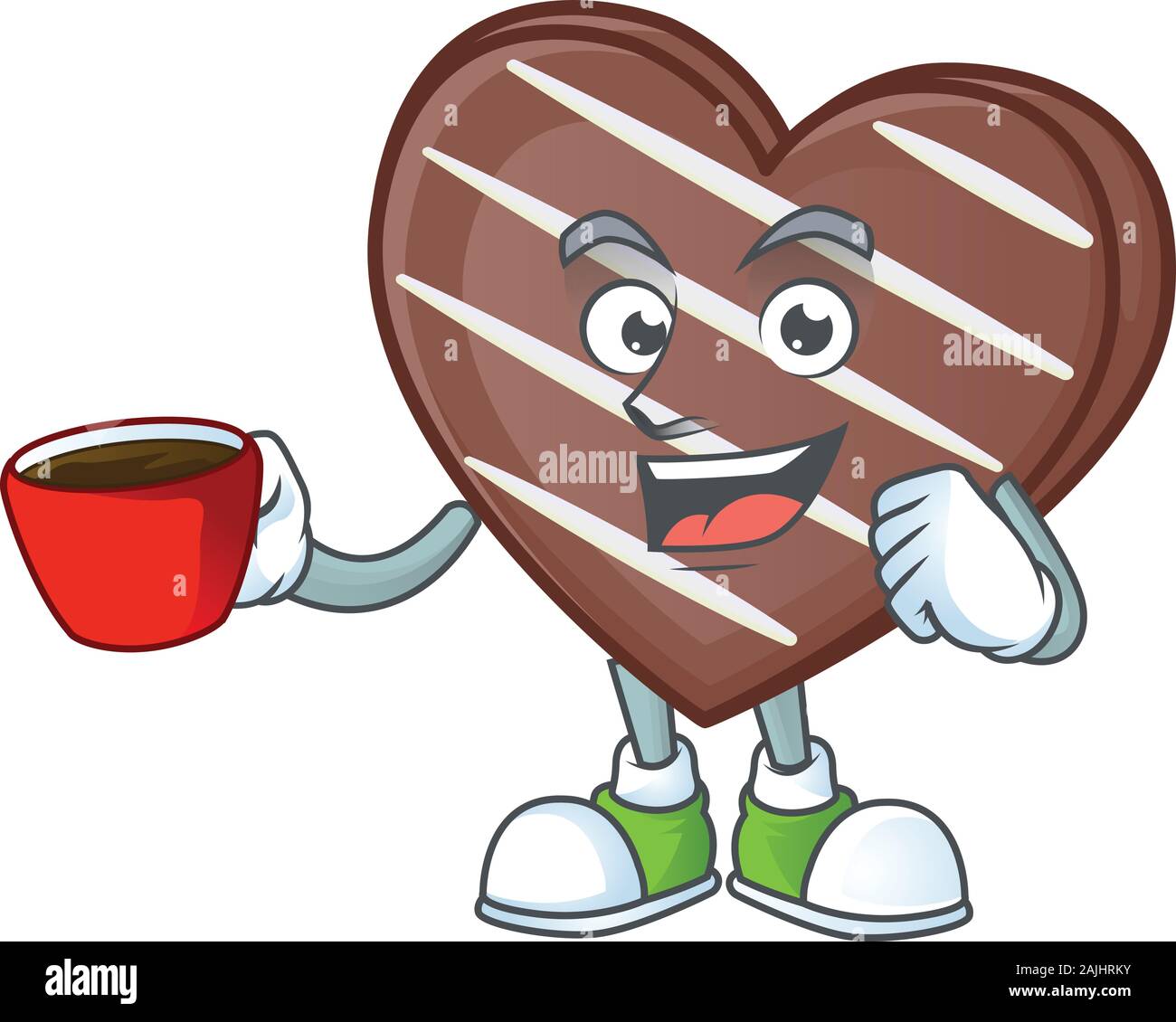cartoon character of stripes chocolate bar with a cup of coffee Stock ...