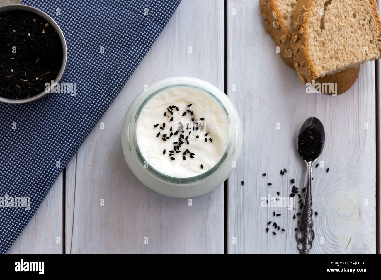 Natural yogurt black cumin hi-res stock photography and images - Alamy