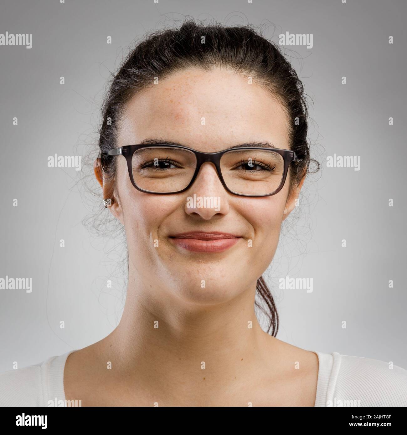 Cute portrait of a happy woman Stock Photo - Alamy