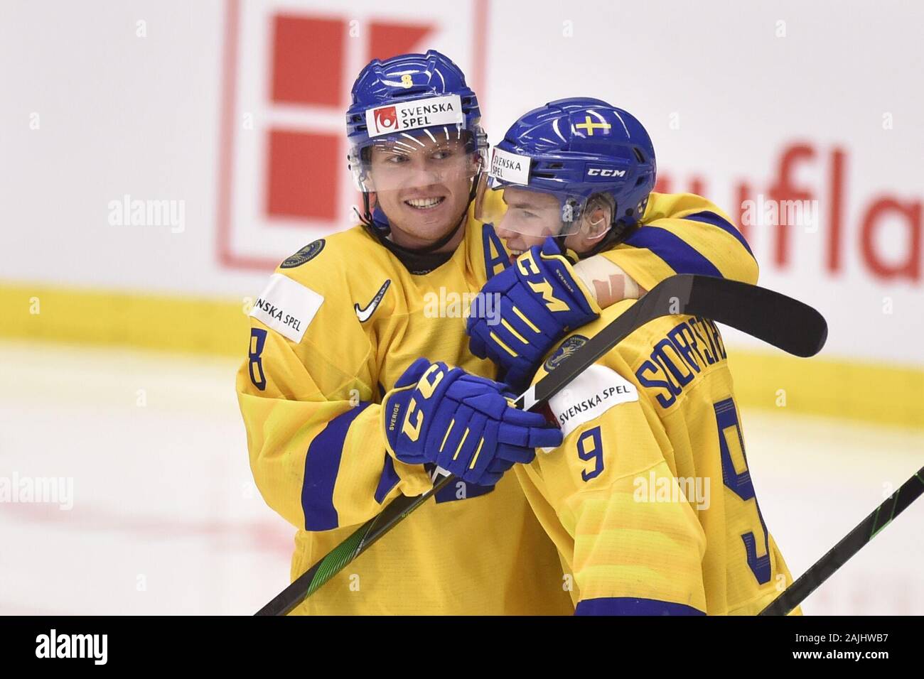 Ostrava, Czech Republic. 04th Jan, 2020. L-R RASMUS SANDIN, VICTOR SODERSTROM of Sweden in ...