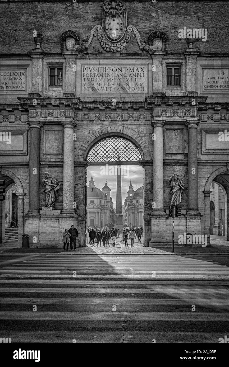 ROME, ITALY - JANUARY 08, 2014: The North archway gate entrance to the ...