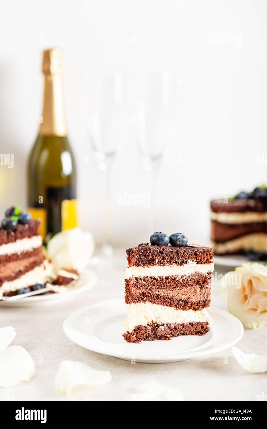 Belgian Chocolate Layered Gateau. Layers of moist choco sponge, vanilla ...