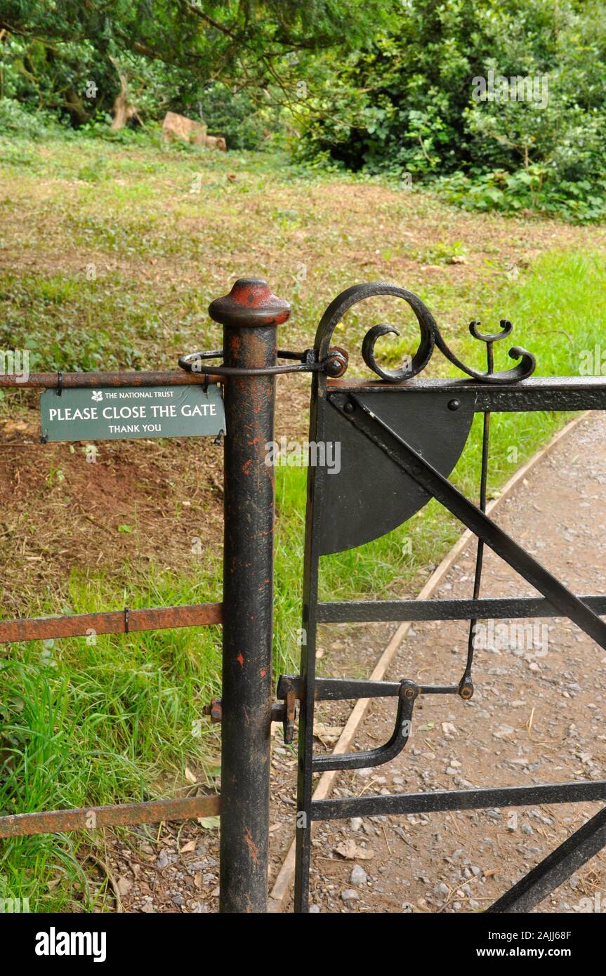 Elaborate closing mechanism on a gate across a path in the Tytesfield ...