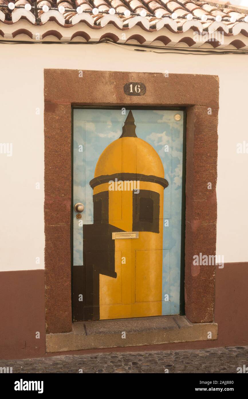 decorative doors in the Old Town of Funchal, Madeira, Portugal Stock ...
