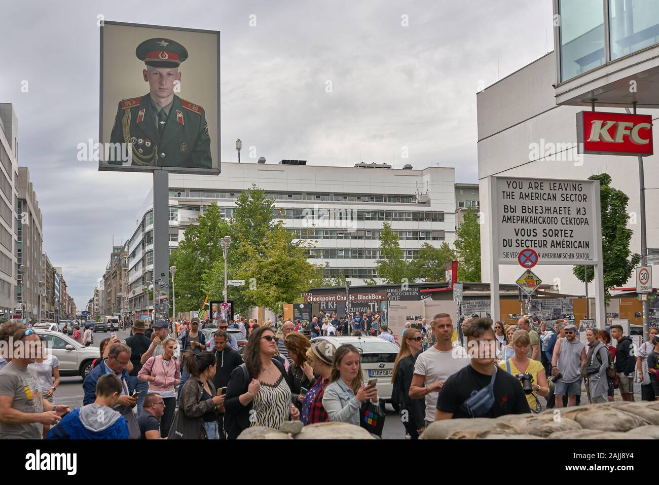 Photo of cold war era Soviet soldier is displayed at the famous tourist ...