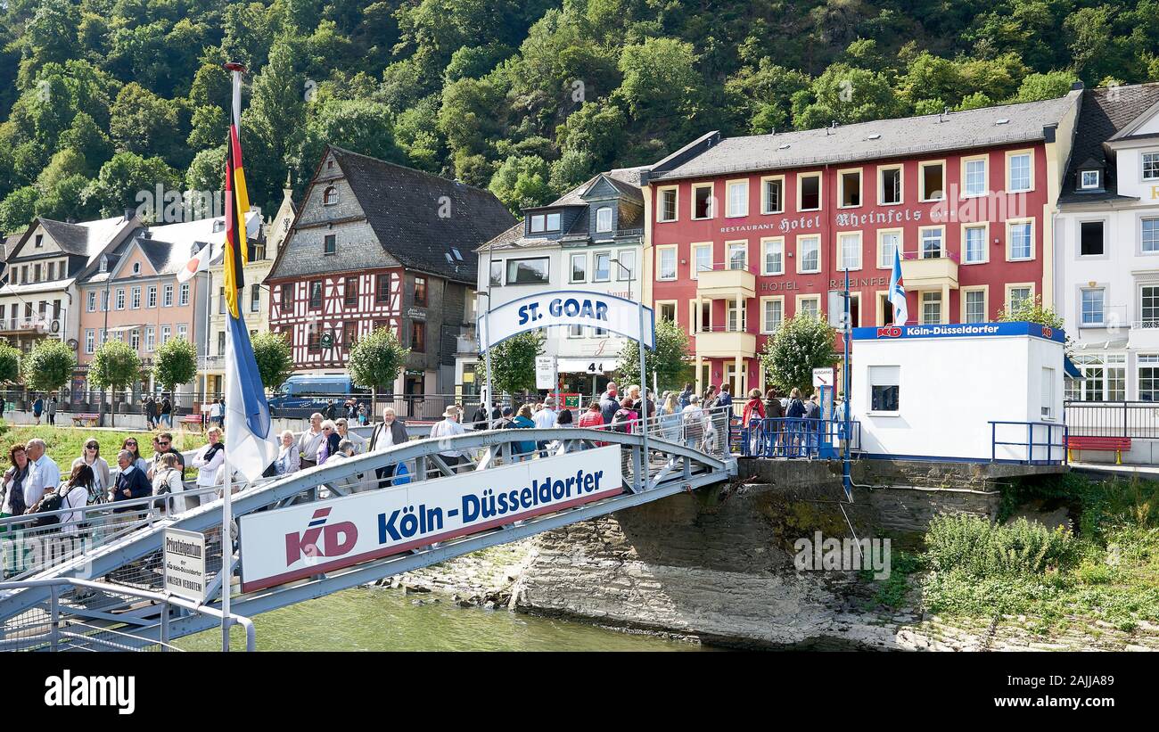 Lovely middle Rhine River village called St. Goat as seen from a KD ...