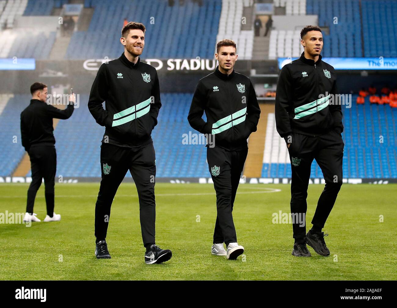 Port Vale's Shaun Brisley (left), Will Atkinson and Lucas Green-Birch ...
