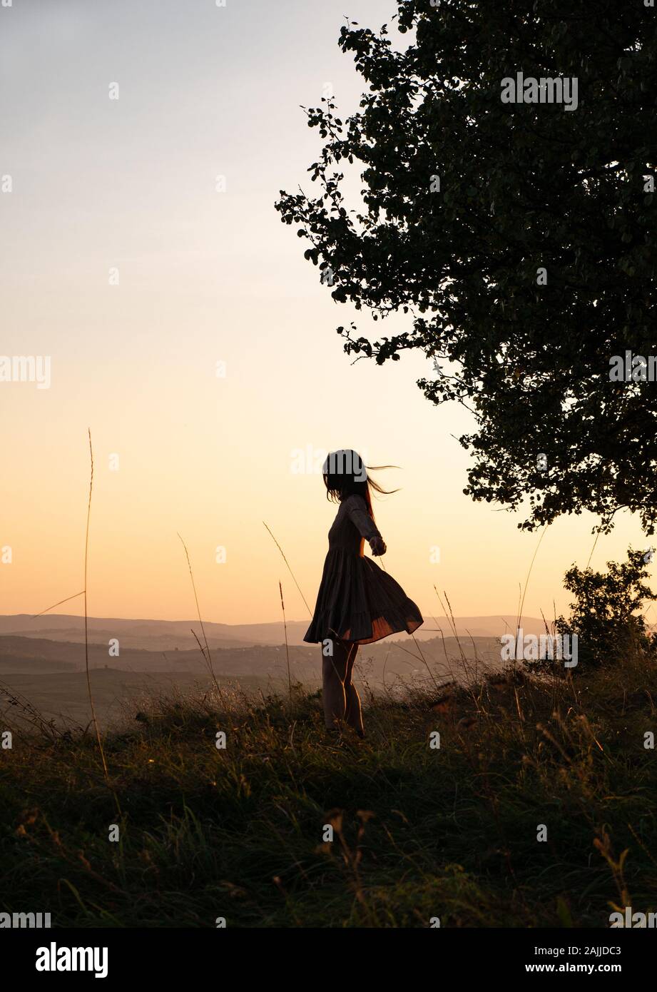 Girl Sunset Silhouette