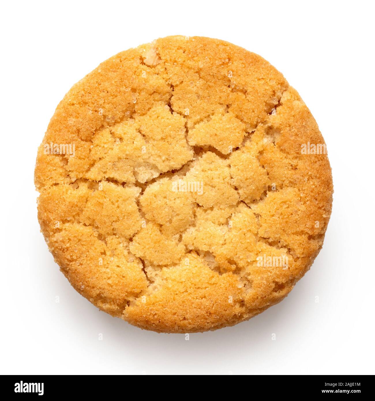 Crunchy cream oat biscuit with vanilla filling isolated on white. Top ...