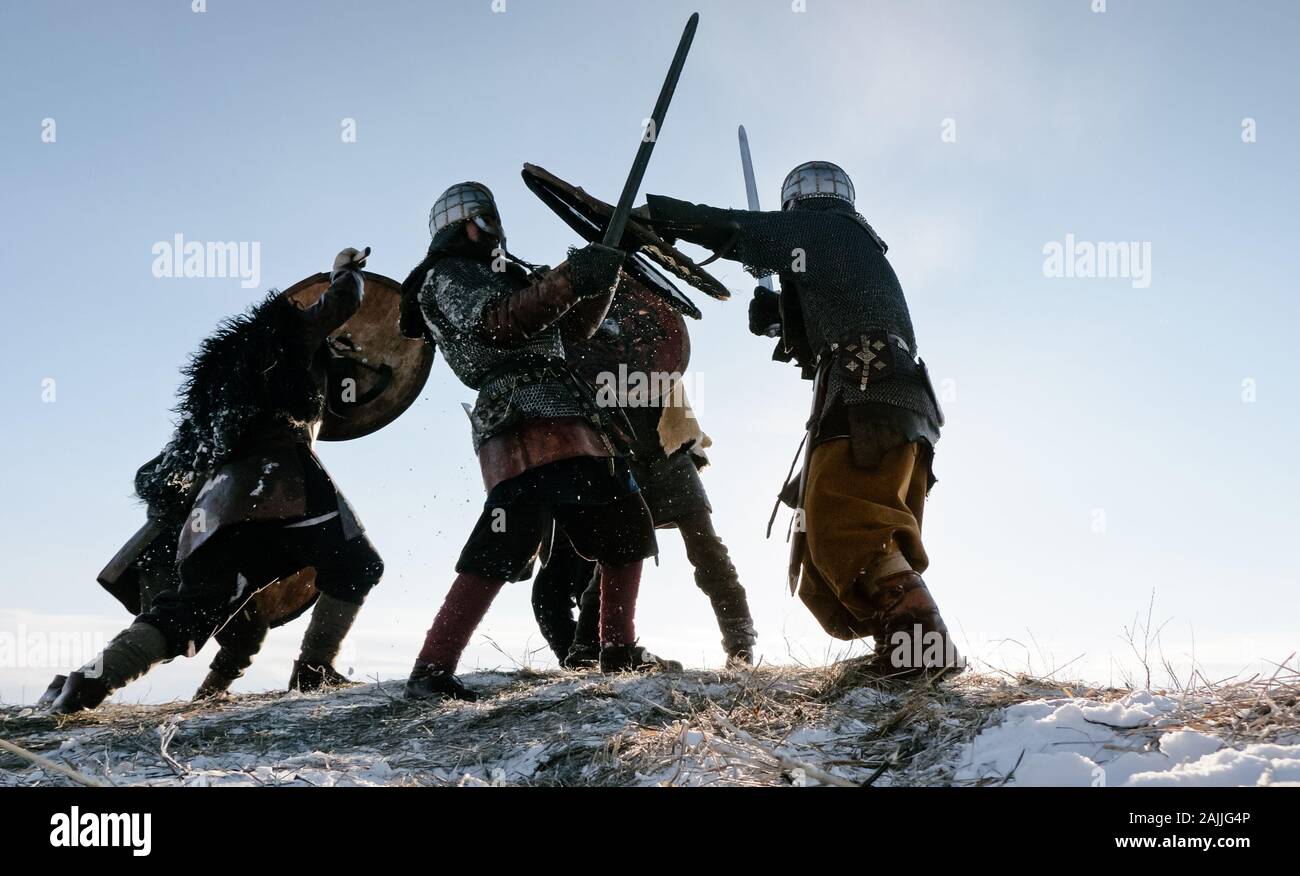 Medieval warriors fighting during sword hi-res stock photography and ...
