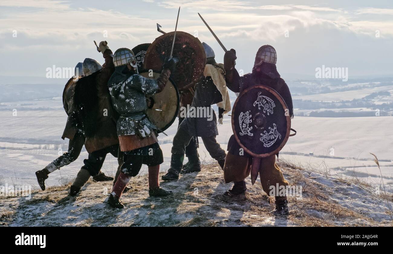 Medieval warriors fighting during sword hi-res stock photography and ...