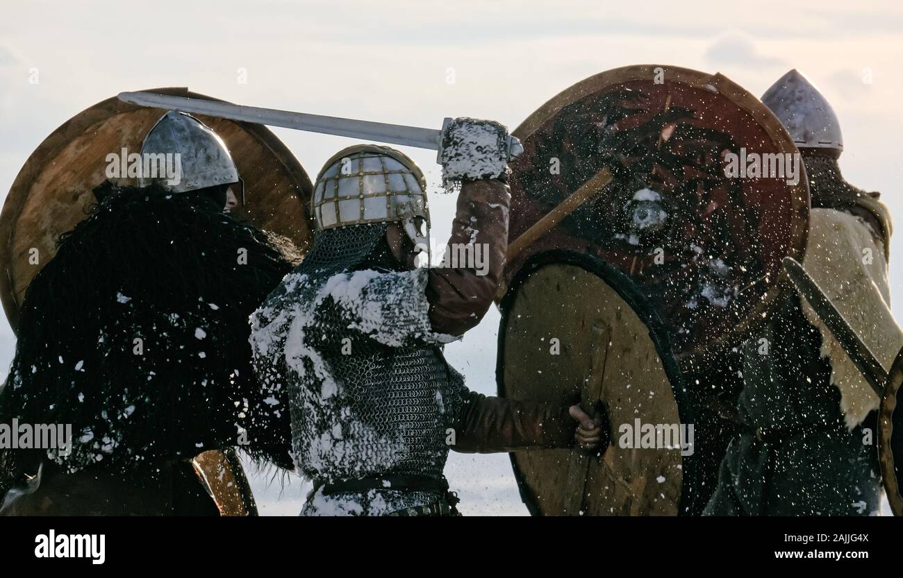 Medieval warriors fighting during sword hi-res stock photography and ...