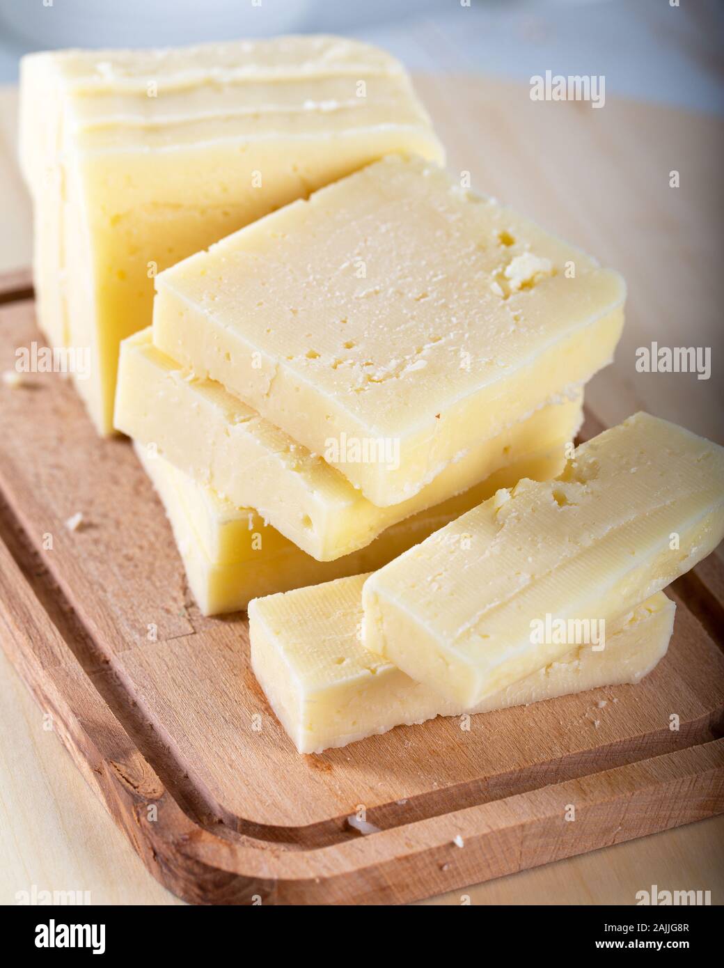 Sliced Tulum Cheese (Turkish: tulum peyniri Stock Photo - Alamy