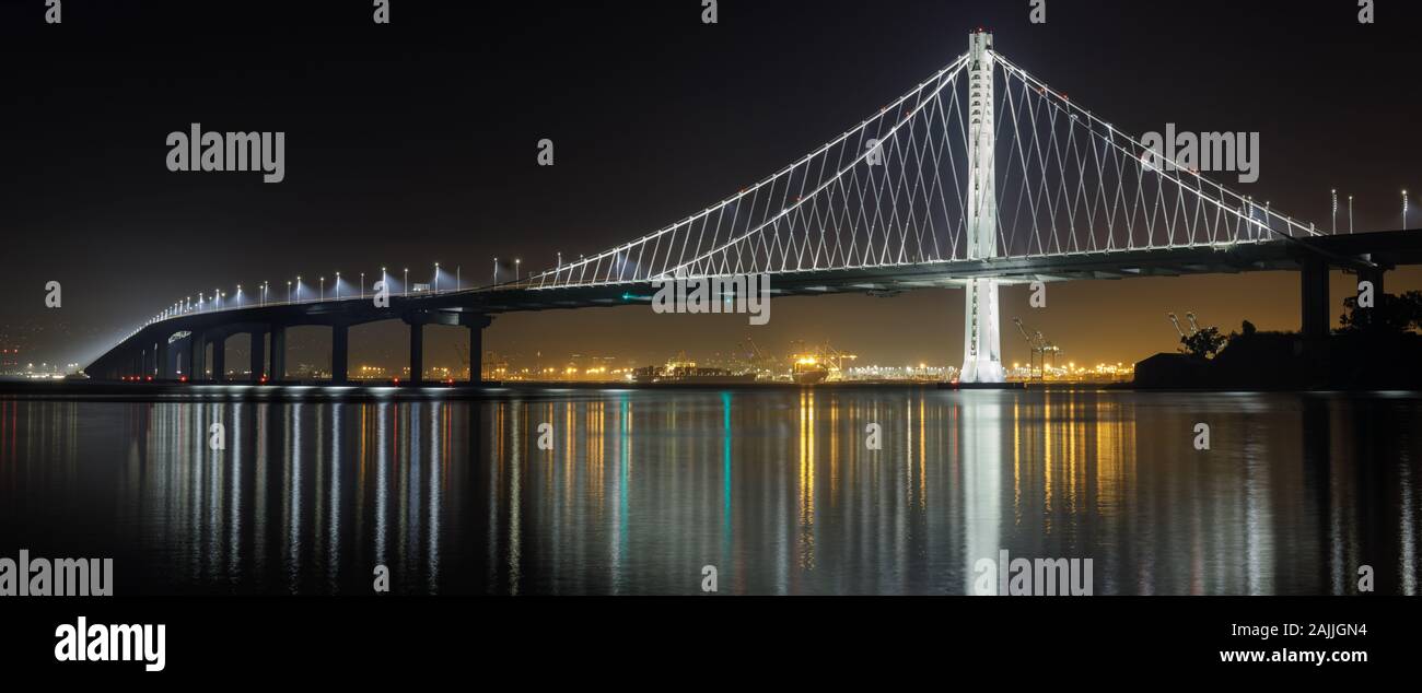 Eastern span of San-Francisco-Oakland Bay Bridge panoramic view at ...