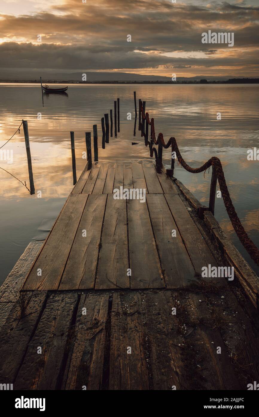 old wooden port submerged in the Ria de Aveiro Stock Photo - Alamy