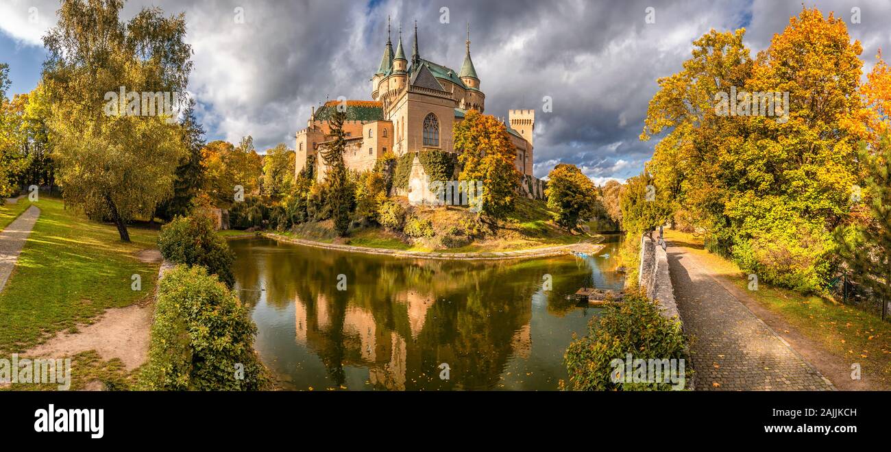 Bojnice medieval castle, UNESCO heritage in Slovakia. Romantic castle ...