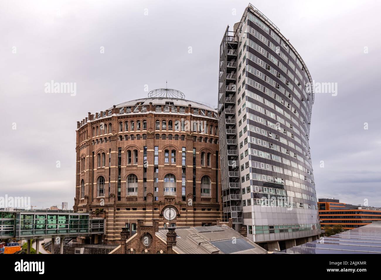 Old Gasometer buidlings in Vienna. Used like gasholders, it is music ...